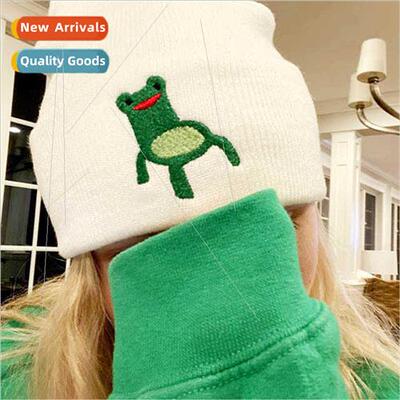 New cartoon Froggy Chair frog embroidery kn cap fall winter