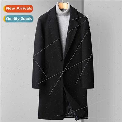 Wool tweed coat men medium-length thickened men cashmere nch