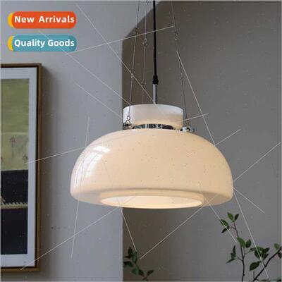 Bauhaus antique milky glass chandelier French post-modern Sc