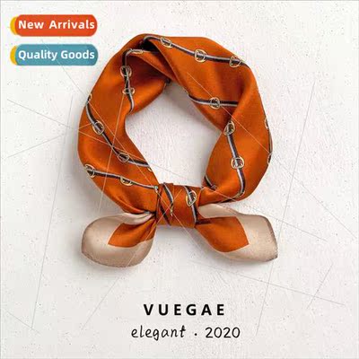 Korea silk scarf small neckerchief female fashion printing t