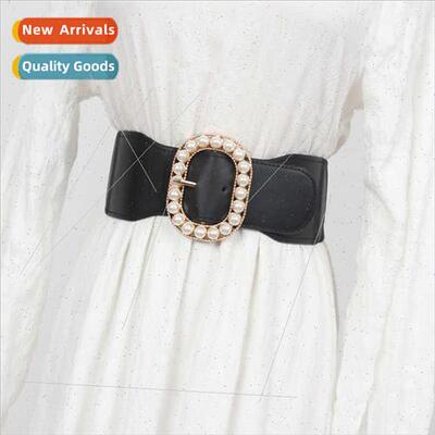 ght mature lady belt female pearl elastic elastic waist seal