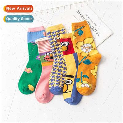 Japanese nd graffi hundred wh medium-calf socks new Ins tide