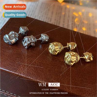 lver needle irregular folds geometric earrings Korea creativ