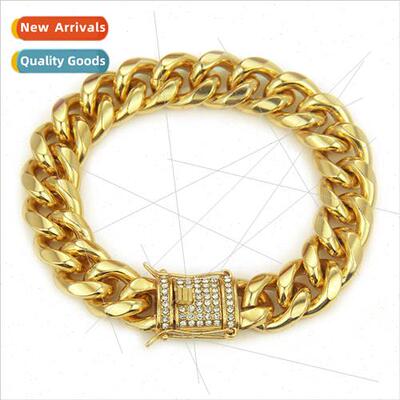 Bracelet men diamond buckle gold Cuban bracelet bar nightclu