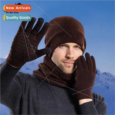 9139 winter warm hat gloves scarf threePCS winter men outdoo