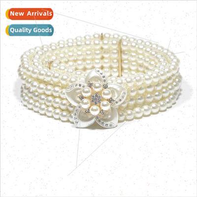 Europe ladies pearl wide waist chain Women pentagonal star-s