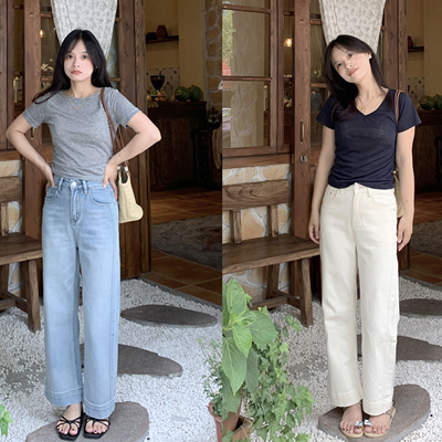 PERRY自制莱赛尔九分宽松直筒宽边牛仔裤小码150xxs