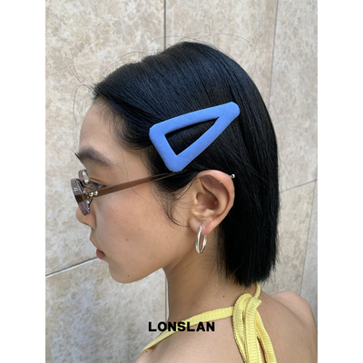 LONSLAN ACC 2025ss韩系布艺三角形掰掰刘海夹蓝色发卡