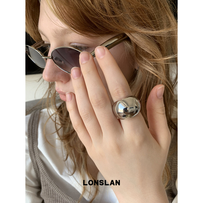 LONSLAN ACC 2025ss银色简约光面夸张百搭戒指