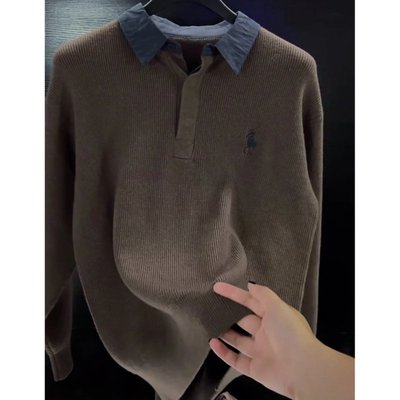 秋季欧版拼接轻奢卫衣男时尚长袖T恤POLO衫百搭修身打底衫上衣潮