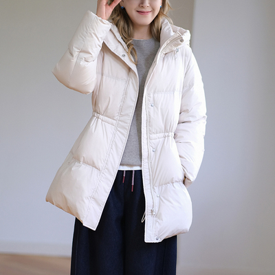 那禾新品收腰连帽白鸭绒冬季时尚羽绒服女ND54RR0724
