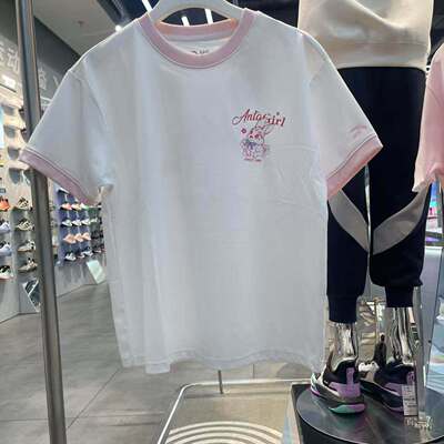 安踏儿童2026夏季女童装中大童小鹿斑比联名针织短袖T恤362628107