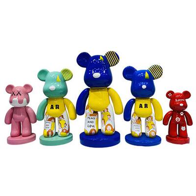 暴力熊大摆件积木熊kaws公仔大型落地摆件客厅装饰玻璃钢雕塑定制