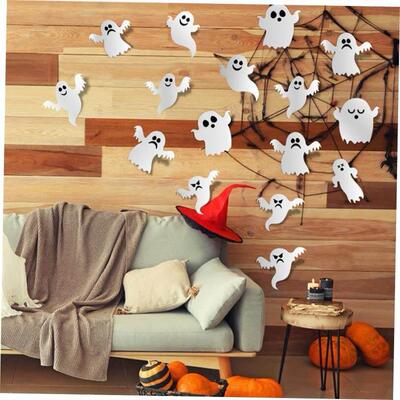 21PCS万圣节Halloween Ghost PET decorative wall stickers贴纸