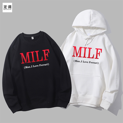 MAN I LOVE FERRARI法拉利MILF趣味英文小众设计圆领卫衣帽衫diy