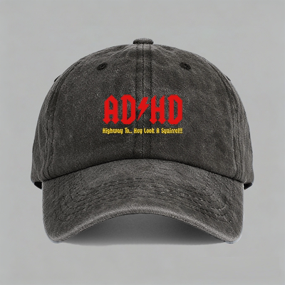 ADHD Highway to squirrel创意趣味文字纯棉棒球帽鸭舌帽子