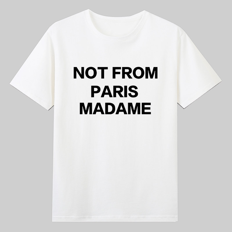 cos崔然竣not from paris madame宝蓝色短袖T恤痛衣字母纯棉韩潮