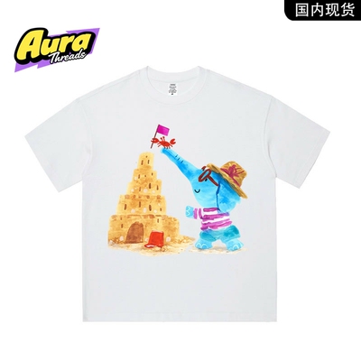 【品牌现货】AURA THREADS卡通印花短袖T恤男女宽松纯棉百搭上衣