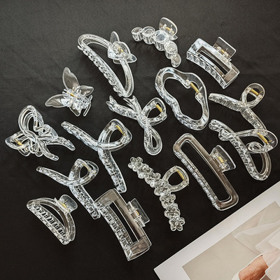 Clear medium large shark clip back hair updo headpiece