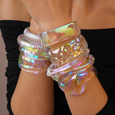 Bohemia Transparent Colorful Acrylic Opening Bangle