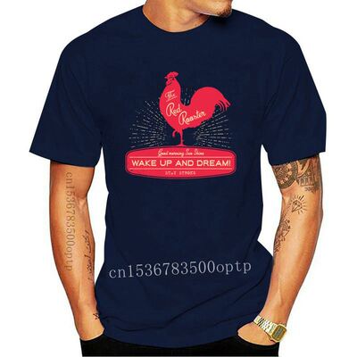 New Vintage Rooster T-shirt Men Red Black Tshirts Funny T Sh