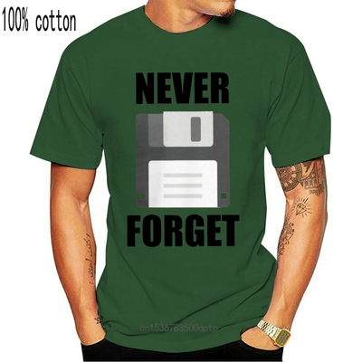 Men T Shirt Never Forget Vintage Disc Programmer Code 1980s