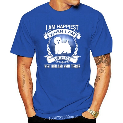 New Men's West Highland White Terrier t shirt Custom cotton