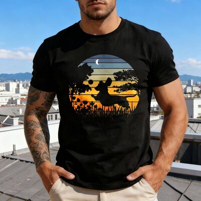 Wiener Dog Sunset Garden Nature Lover T-Shirt Dachshund Shad