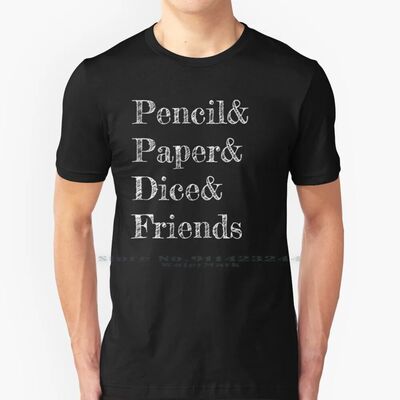 Pencil , Paper , Dice , Friends 100% Cotton T Shirt And Dnd