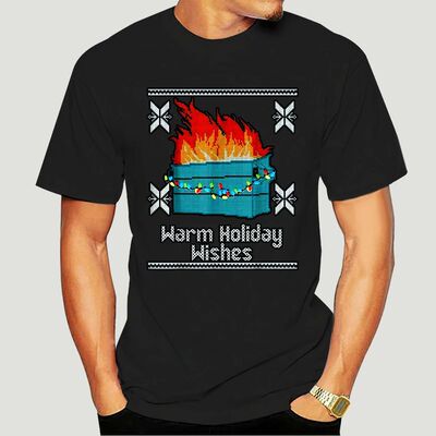 Funny Ugly Christmas Warm Holiday Wishes Dumpster Fire T-Shi