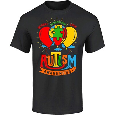 Autism Awareness with Balloons T-Shirt Summer Woman Man Fash
