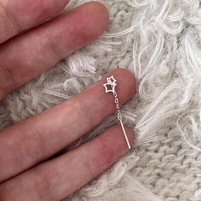 S999足银星星流苏耳线女养耳洞