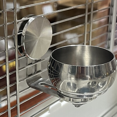 鹦鹉磁吸喂食器食盒配件鸟食杯鸟饲料碗饮水器304不锈钢材料
