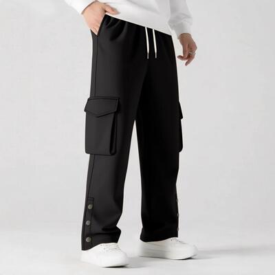Men's multi pocket straight leg work pants, outdoor long