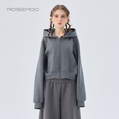 容子木ROSEMOO26春商场同款微弹长绒棉连帽短款外套RWM1WC204B