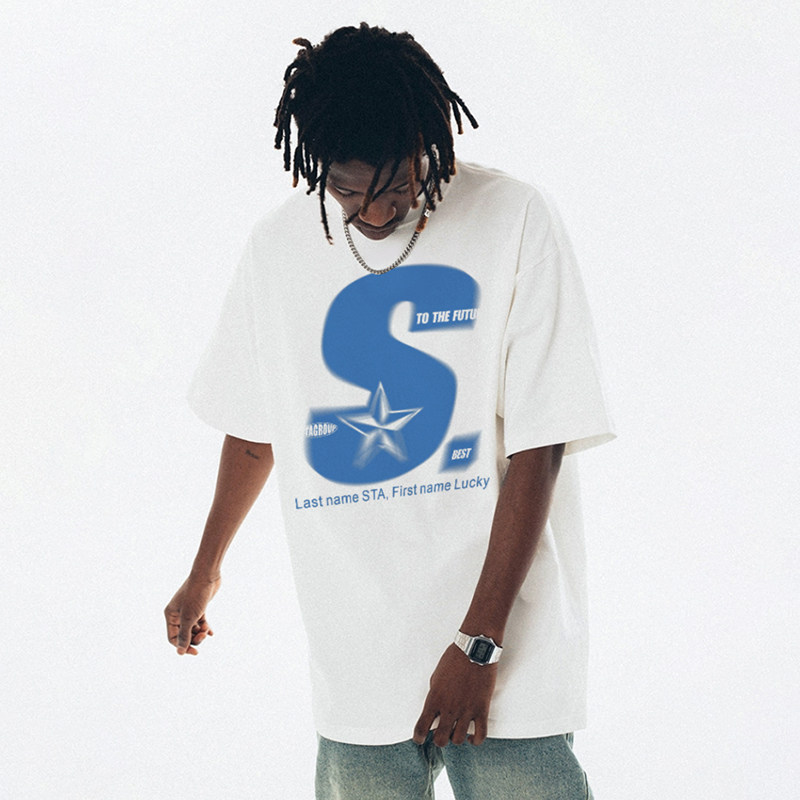 STA夏季新款纯色S星标旋风基础logo短袖纯棉圆领t恤男百搭情侣衫_虎窝淘