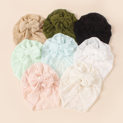 Baby super soft elastic mesh bow headband hat Indian turban