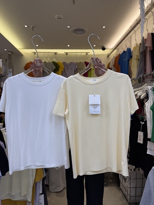 E念8617莫代尔常规质感软糯垂感圆领短袖T恤女纯色百搭韩版打底衫