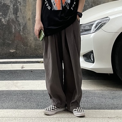 BUTQIU日系ins潮牌宽松直筒阔腿休闲裤cityboy男女四季简约长裤