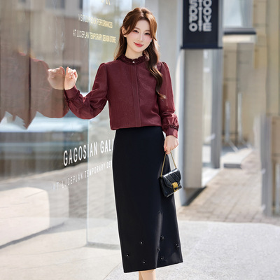 时尚套装2026春季新款女装纯色气质衬衫半身裙两件套裙HR1261-6