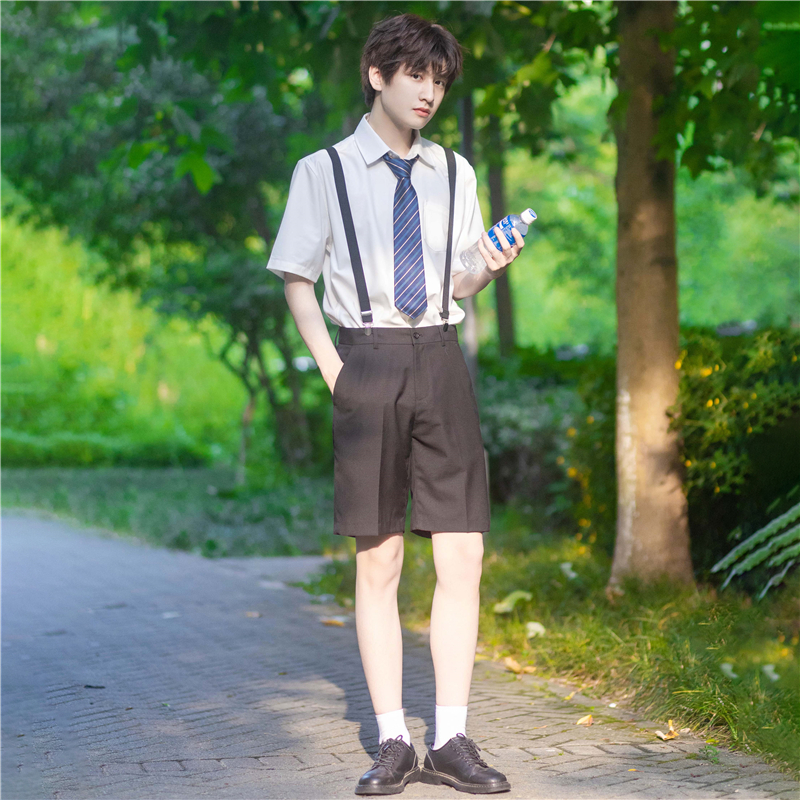 【朴樱原创】西装短裤DK/JK西裤男黑色宽松薄款休闲裤子五分裤夏_虎窝淘