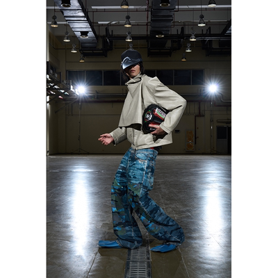 BLINDNOPLAN26SS高端系列印花迷彩牛仔裤撞色拼接宽松休闲直筒裤