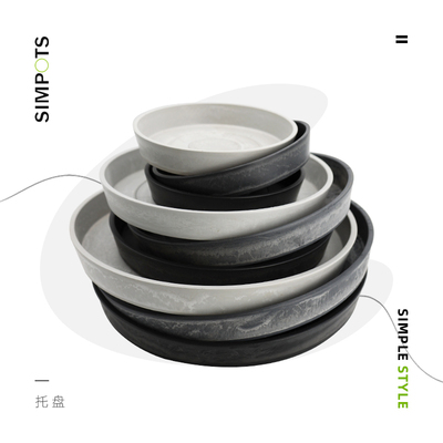 SIMPOTS托盘可移动带轮子树脂垫盘底座接水盘盆托加厚圆形方形