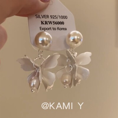超仙淡水珍珠花朵耳环