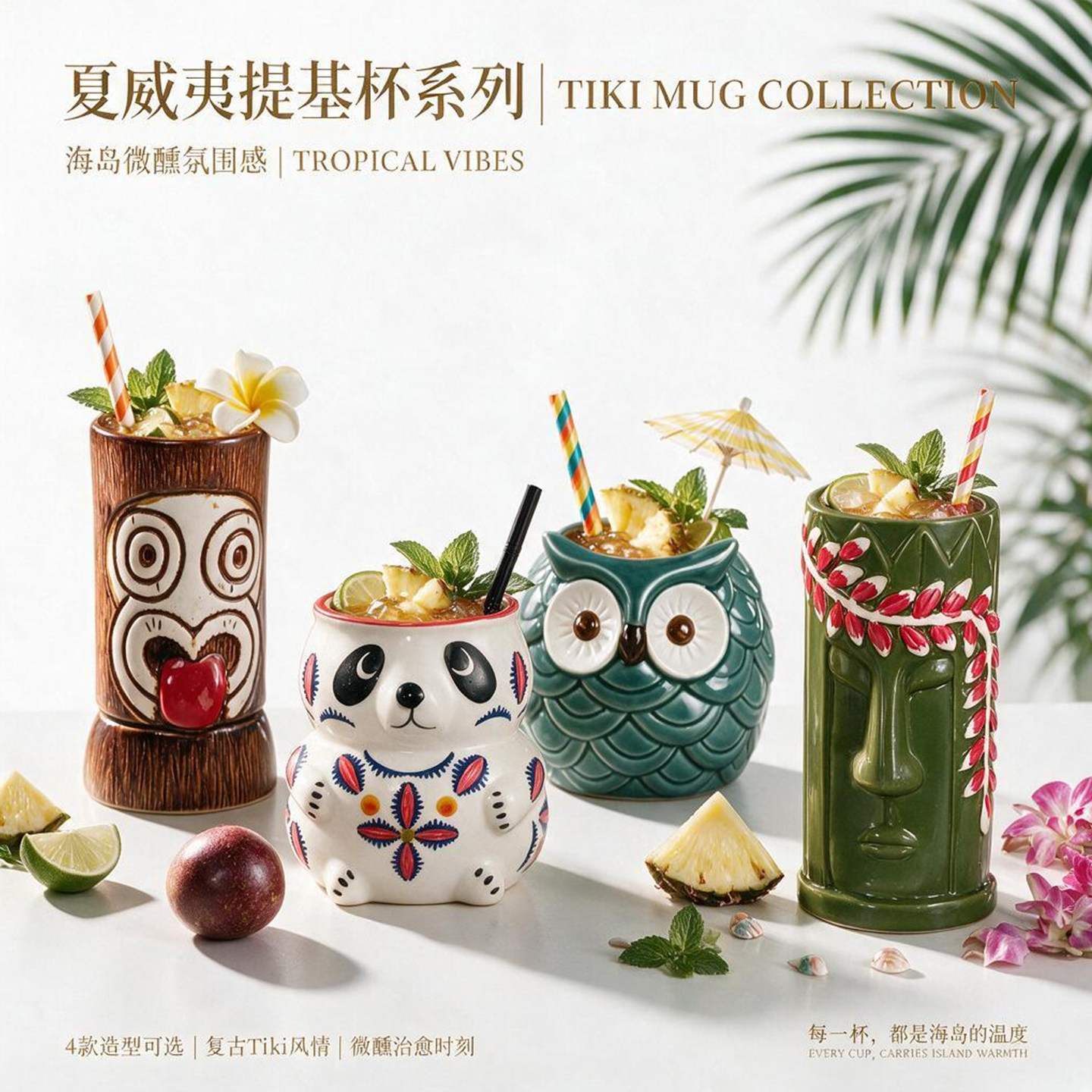 酒吧TIKI杯 创意陶瓷鸡尾酒杯个性提基杯 调皮神像可爱动物系列杯