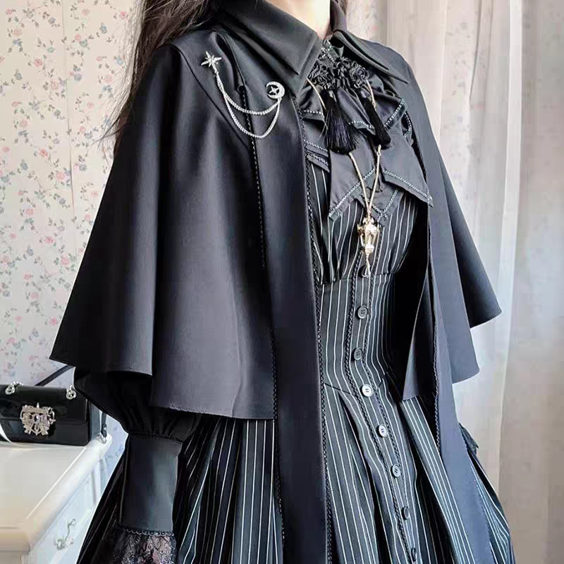 恋月小夜曲lolita斗篷黑色小众哥特风披肩外套轻亚文化洛丽塔外套