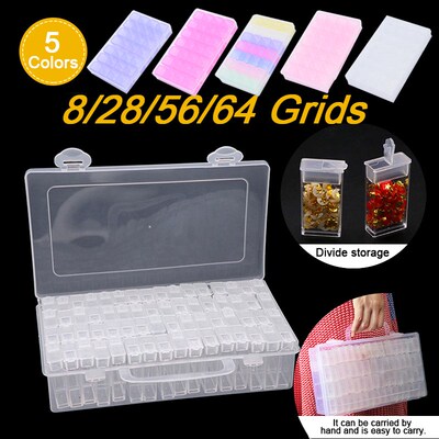 28/56/64 Slots Storage Box Diamond Painting Kits Nail Tool B