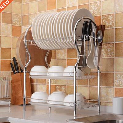 Chrome-plated Alloy Kitchen Dish Rack Plate Cutlery Cup Dish