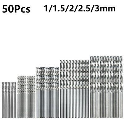 50pcs Titanium Coated HSS Drill Bits Set 1/1.5/2/2.5/3mm Hig