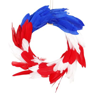 American Patriotic Wreath Feather Wreath, 16-Inch - Red Whit